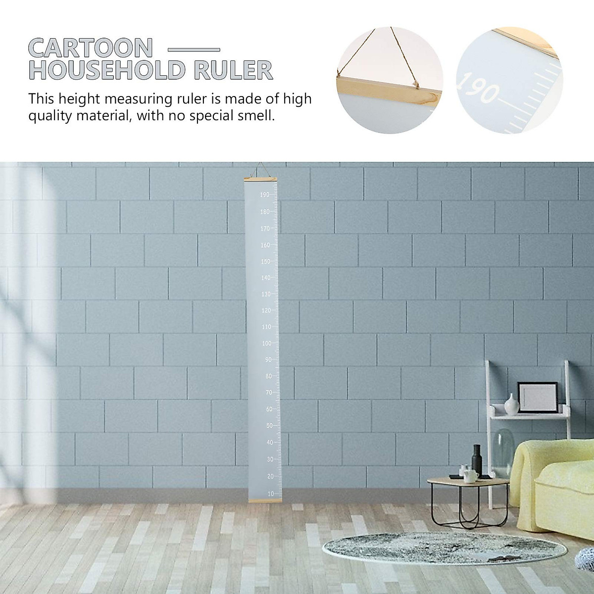 NUOBESTY Baby Growth Chart Canvas Height Measurement Ruler Hanging Ruler Decor for Kids Children Room Nursery Wall Decoration Random Style