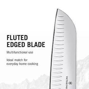 Victorinox 6.7-Inch Wood Santoku Knife with Fluted Edge