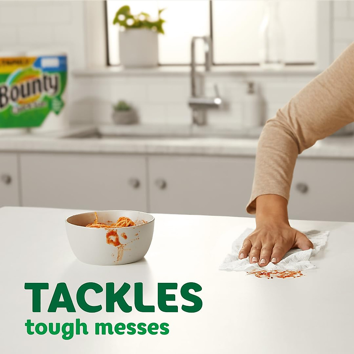 Bounty Quick-Size Paper Towels, White, 12 Family Rolls = 30 Regular Rolls (Packaging May Vary)
