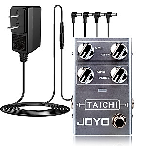JOYO R-02 Tai Chi Low Gain Overdrive Pedal Bundle with DC 9V Pedal Power Supply (800mA -1A) AC Adapter