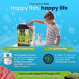 Futura Care Aquarium Test Strips - Our Accurate Aquarium Water Test Kit Monitor 6 Essential Parameters - Easy to Use Saltwater & Freshwater Test Kit with 150 Strips for 1.5 Years (6 in 1-150 Strips)