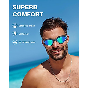 ZIONOR Swim Goggles, G1 MAX Polarized Anti-fog Swimming Goggles for Men Women Adult, UV Protection Leakproof Easy Adjustable Strap for Indoor Outdoor Swimming (Polarized + Gold)