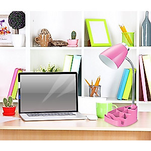 Limelights LD1002-PNK Gooseneck Organizer iPad Stand or Book Holder Desk Lamp, Pink 6.5 x 6.5 x 18.5