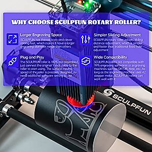 SCULPFUN Laser Rotary Roller, Laser Engraver Y-axis Rotary Roller Engraving Module 360° Rotating for Engraving Different Size Cylindrical Objects Cans, Compatible with Most Engraving Machines
