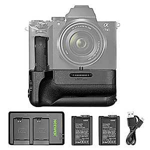 Neewer Vertical Battery Grip Replacement for Sony VG-C2EM, Compatible with Sony A7 II A7S II and A7R II Cameras with 2 Pieces 7.4V 1100mAh NP-FW50 Rechargeable Li-ion Batteries and Dual Charger