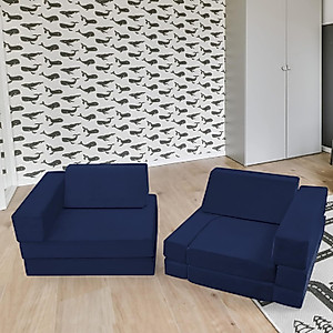 MeMoreCool Modular Kids Play Couch, 10 Piece Foam Lounge Sofa for Playroom, Large Toddler Bed and Block Couch for Boys, Navy