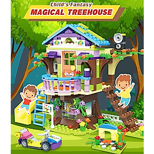 Friends Tree House&Friends Mall Building Blocks Sets for Girls 6-12, 1195 Pieces Friends Supermarket Tree House Building Kit with Storage Box, Friends Grocery Store Tree House Building Set for Gifts