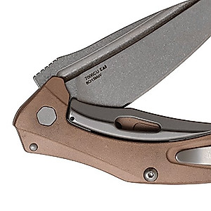 Kershaw Natrix - Copper Pocketknife (7006CU); 2.75-inch Drop-Point Blade with Stonewashed D2 Steel; Hefty Copper Handle Features Brushed Silver Hardware; Reversible, Deep-Carry Pocketclip; 3.7 oz