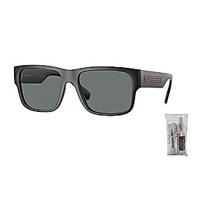 BURBERRY Knight BE4358 346481 57MM Black/Dark Grey Polarized Square Sunglasses for Men + BUNDLE With Designer iWear Eyewear Kit
