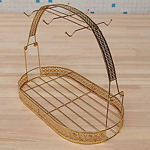Piscepio Mug Holder Coffee Mug Rack Coffee Cup Holder Stand Dishes Organizer Wrought Iron Mug Drainer Storage Drying Rack for Counter Cabinet Table Kitchen Restaurant Office (Gold A)