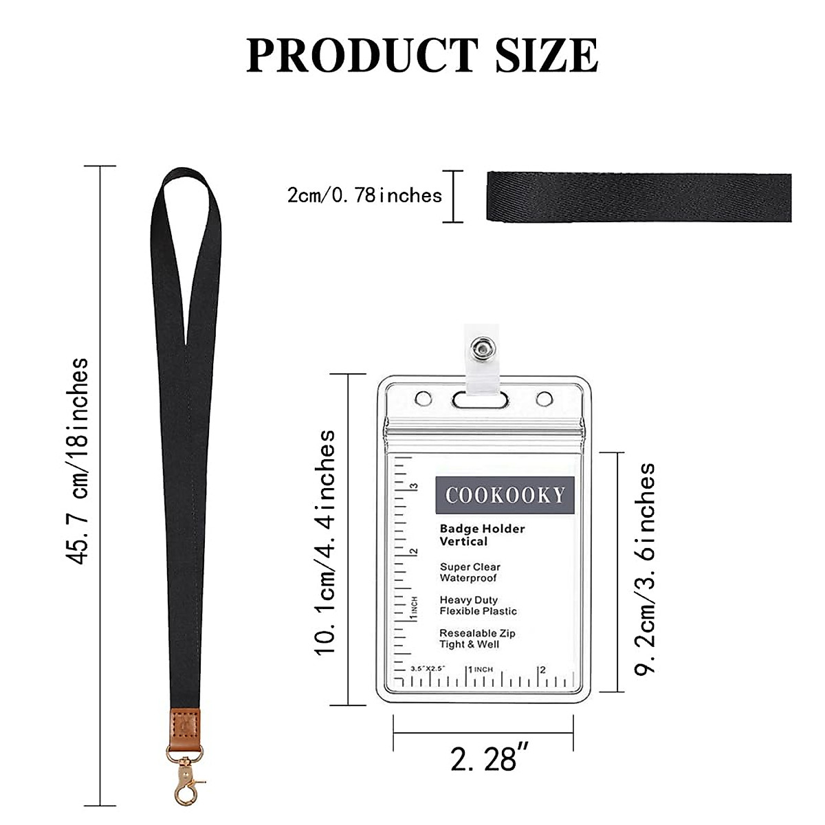 COOKOOKY Lanyard with id Holder Cute lanyards for Women Men Neck Lanyard for Keys id Badge Holder (Black marble)