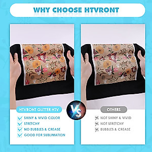 HTVRONT Rainbow White Glitter Heat Transfer Vinyl Roll - 10" x 10 FT White Glitter Iron on Vinyl, White Glitter HTV Vinyl for Shirts - Easy to Cut & Weed