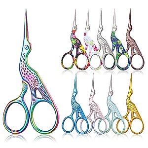10 Pcs Stork Scissors Embroidery Scissors Bulk 3.6 Inch Stainless Steel Small Craft Scissors Rainbow Cross Stitch Sewing Crochet Scissors DIY Tools Dressmaker Scissors