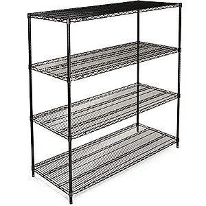 Nexel Adjustable Wire Shelving Unit, 4 Tier, NSF Listed Commercial Storage Rack, 24" x 60" x 63", Black Epoxy