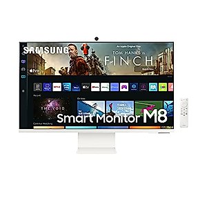SAMSUNG 32" M80B 4K UHD HDR Smart Computer Monitor Screen with Streaming TV, SlimFit Camera Included, Wireless Remote PC Access, Alexa Built-In, LS32BM805UNXGO, White