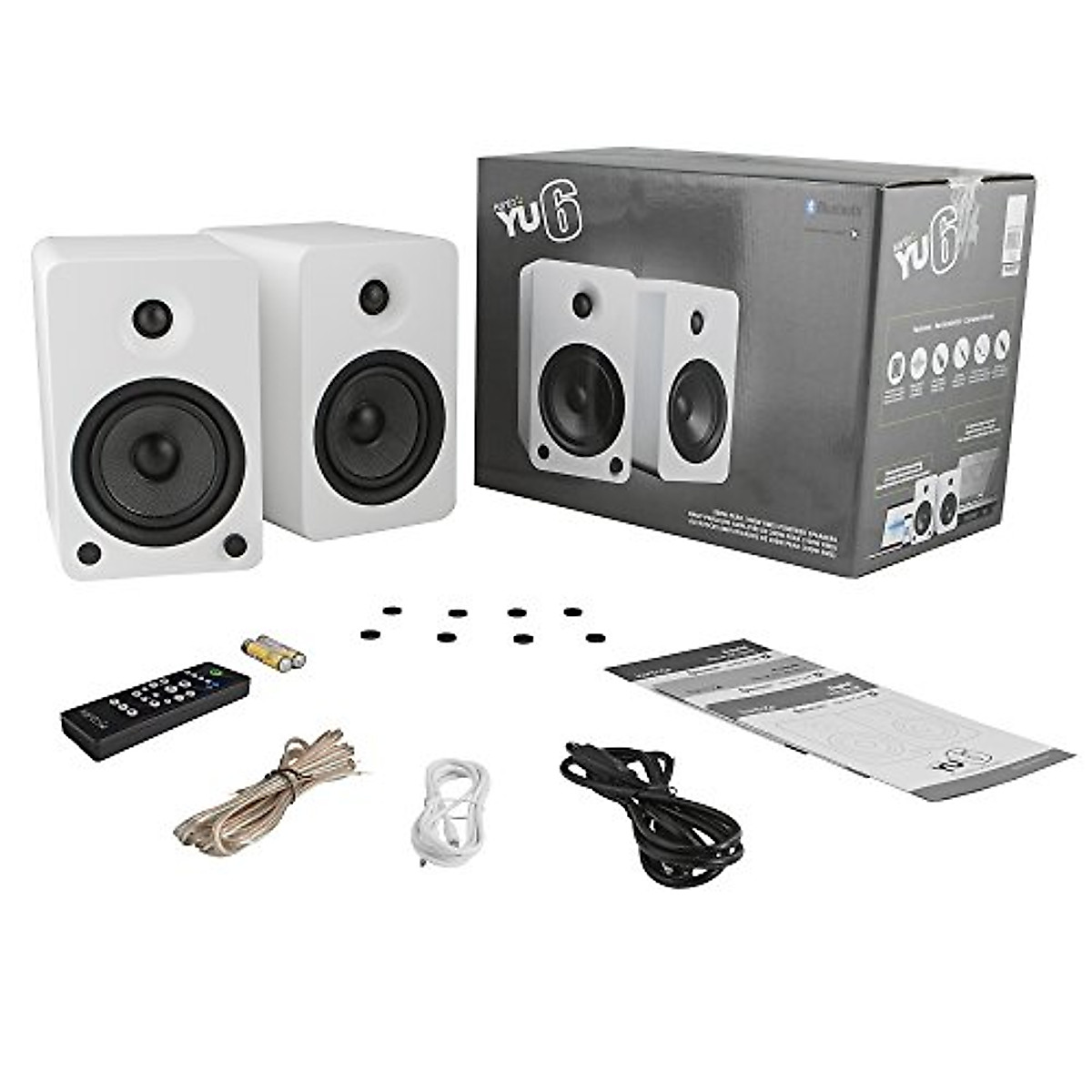 Kanto YU6 Powered Speakers with Bluetooth and Phono Preamp | Matte White | Pair