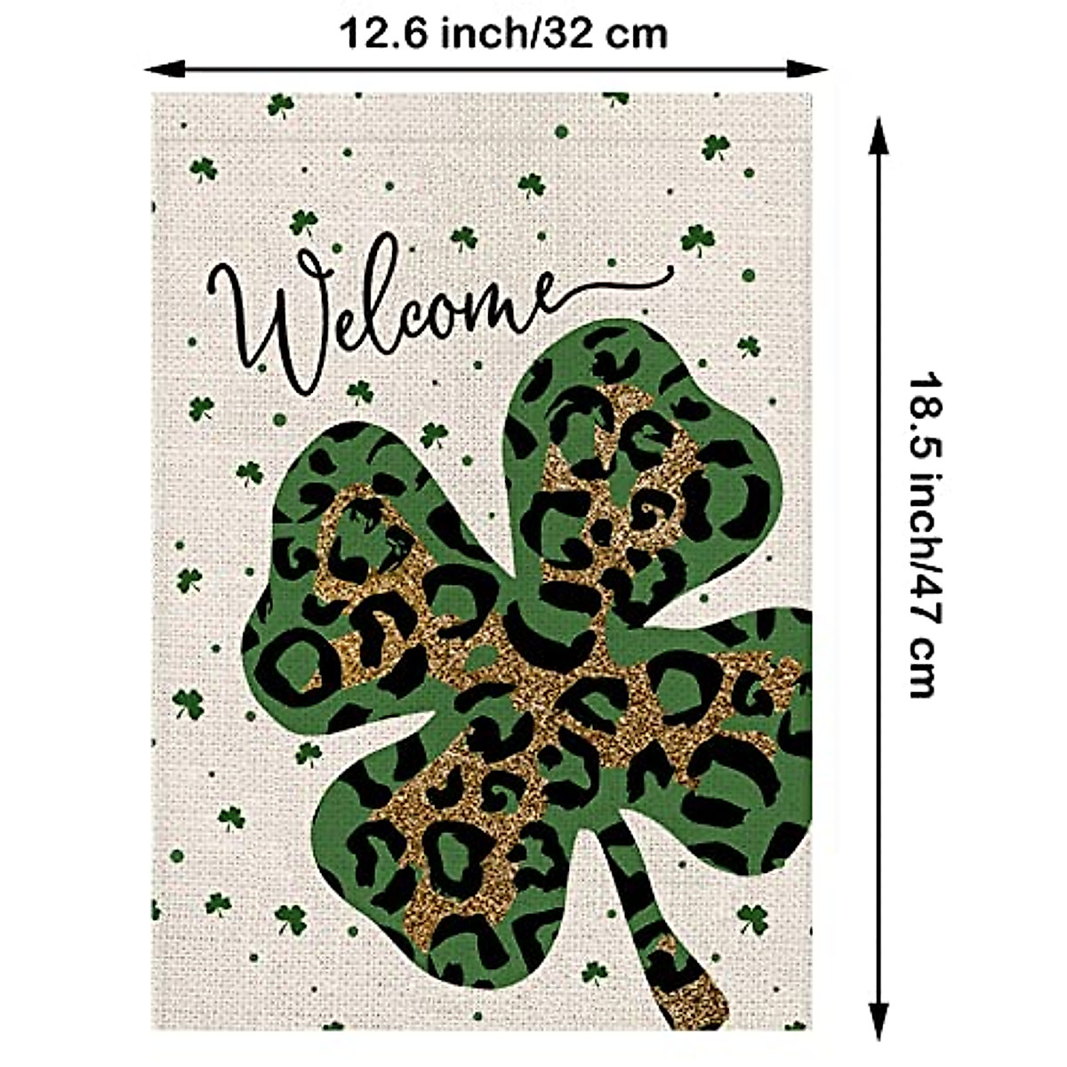 St Patricks Day Garden Flag Leopard Shamrock Welcome Vertical Double Sided Burlap Happy St. Patrick's Day Flags 12.5 x 18 Inch Spring Holiday Farmhouse Yard Outdoor Decor