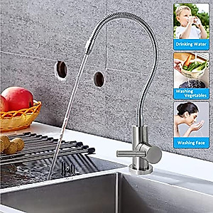 2023 Lead-Free Drinking Water Faucet with Flexible Gooseneck, SUS304 Stainless Steel Beverage Kitchen Water Filter Faucet Fits Most Water Purifier Filter Filtration Systems or Reverse Osmosis Units