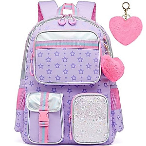 Meetbelify Backpack for Girls School Bag Aesthetic Backpack for Elementary Student Teen Girls Cute Bookbag Kids Kawaii Backpack for Girls 8-10