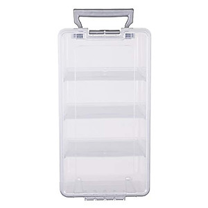 AB Designs 6925ABD Semi Satchel with Removable Dividers, Stackable Home Storage Organization Container, Clear with Sliver Latches and Handle