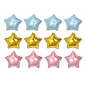 10 Inch Foil Star Balloons Gold Pink Blue, 45 Pcs Twinkle Twinkle Little Stars Shaped Foil Mylar Balloons Gender Reveal Balloon Wedding Shower New Years Graduation Party Favors Balloons Decorations