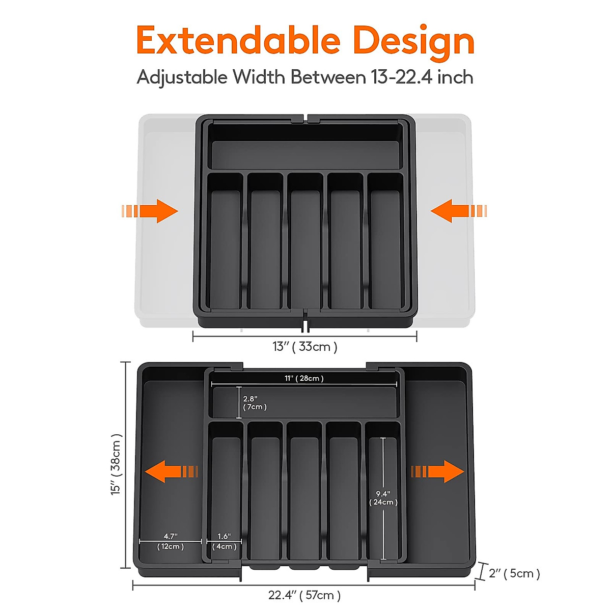 Lifewit Silverware Drawer Organizer and 3pcs Plastic Serving Tray