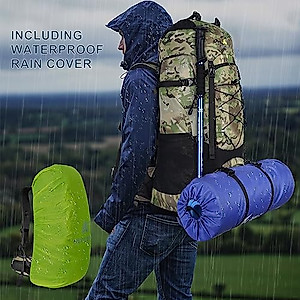 N Nevo Rhino Waterproof Hiking Backpack 50L/60L, Camping Backpack with Rain Cover, High Performance Hiking Travel Mountaineering Pack