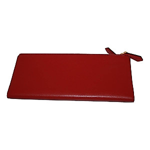 FENDI F is Red Calf Leather Double Zip Long Wallet 8M0405
