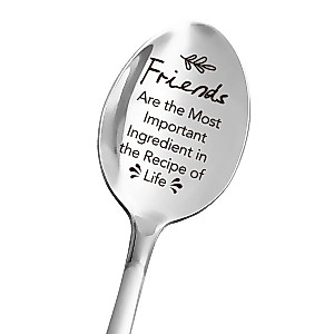 Funny Friendship Spoon Engraved Stainless Steel for Men Him Her Best Friends - Coffee/Ice Cream/Dessert/Cereal Spoon for Women Men - Perfect for Birthday/Valentine/Bridal Shower/