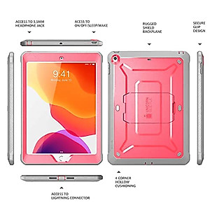 SUPCASE for iPad 9th Generation Case with Screen Protector (Unicorn Beetle Pro), [Built-in Stand] Heavy Duty Rugged Protective Case for iPad 10.2 9th / 8th / 7th Generation (2021/2020/2019), Pink