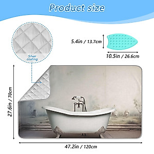 GOODOLD Bathtub Ironing Mat Portable Travel Ironing Pad for Washer,Dryer,Table Top, Iron Board Alternative Cover, Large Heat Resistant Ironing Blanket