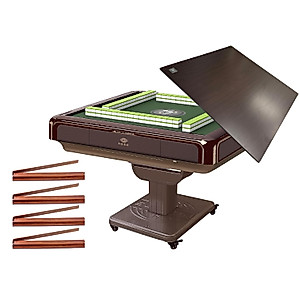 USA MJ Table Automatic Mahjong Mah jongg Table 36mm American Mahjong Numbered Tiles Foldable Style with 2 Sets of Tiles + 4 Racks Built-in Hard Table Cover