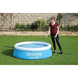 Bestway Fast Set 6 Foot x 20 Inch Round Inflatable Above Ground Outdoor Swimming Pool with 248 Water Capacity and Repair Patch, Blue (Pool Only)