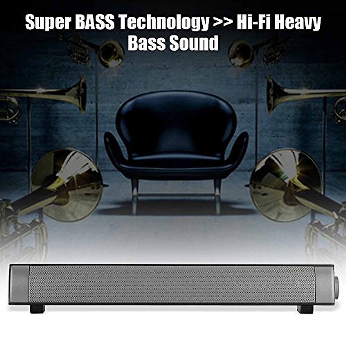 Portable Smart Hi-Fi Heavy Bass Bluetooth Soundbar Home Theatre Speakers Noise Cancelling AUX/TF Card Wireless Sound Bars for TV