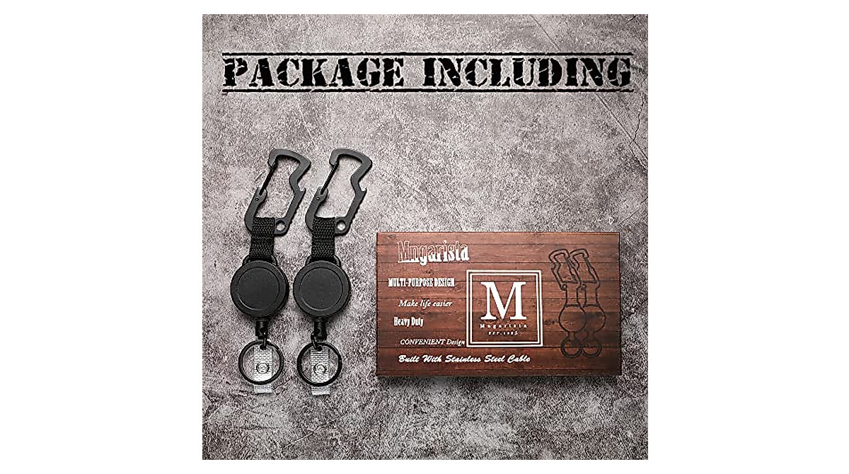 Heavy Duty Retractable Keychain with Multitool Carabiner - 2 Pack