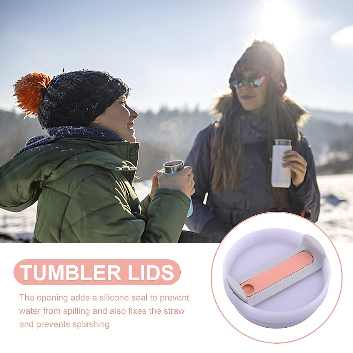 2 Pack Tumbler Lids for Stanley Cup, 40oz Tumbler Cover Spill Proof, Replacement Lid for Stanley Cup Accessory, with 2 Replacement Straws and 2 Straw Cleaning Brushes