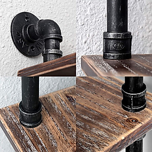 MBQQ Industrial Pipe Shelves Modern/Rustic Corner Book Shelves with Real Wood,Corner 6-Tier Bookshelf Display Stand,Metal Standing Home Decor Shelf Units