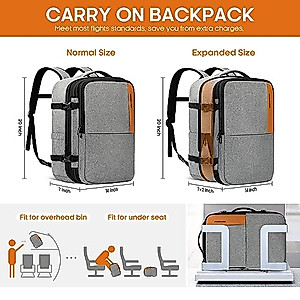 POWAITER Travel Backpack for Women Men, Carry On Backpack Flight Approved Fits 17 Inch Laptop with 4 Packing Cubes for Travel & Business Trip-Gray