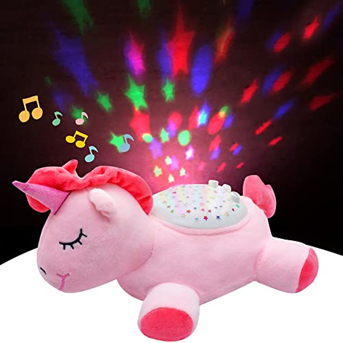 Ynanimery Baby Sleep Soothers | White Noise Machine Baby,Unicorn Plush Toys Night Light - Crib Toys for Baby Toddlers with Soothing Night Light Display & Lullabies (A)