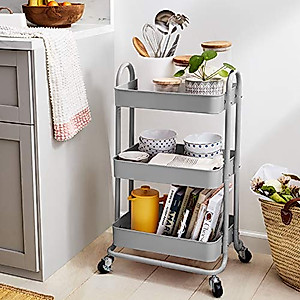 Amazon Basics 3-Tier Rolling Utility or Kitchen Cart - Charcoal