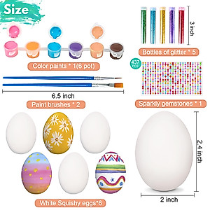 Ouddy Life Easter Crafts for Kids, Egg Painting Kit White Easter Eggs Arts and Crafts for Girls Boys 6 Slow Rising Squishies Toys Easter DIY Gifts Crafts Art Activities Basket Suffers