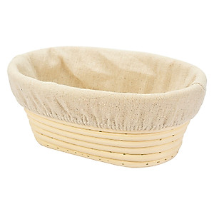 Stormshopping 8 inch Oval Long Banneton Brotform Bread Dough Proofing Rising Rattan Basket & Liner