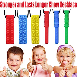 GNAWRISHING Chew Necklace 6-Pieces Perfect for Autistic, ADHD, SPD, Oral Motor Children, Kids, Boys, and Girls (Tough, Long-Lasting)