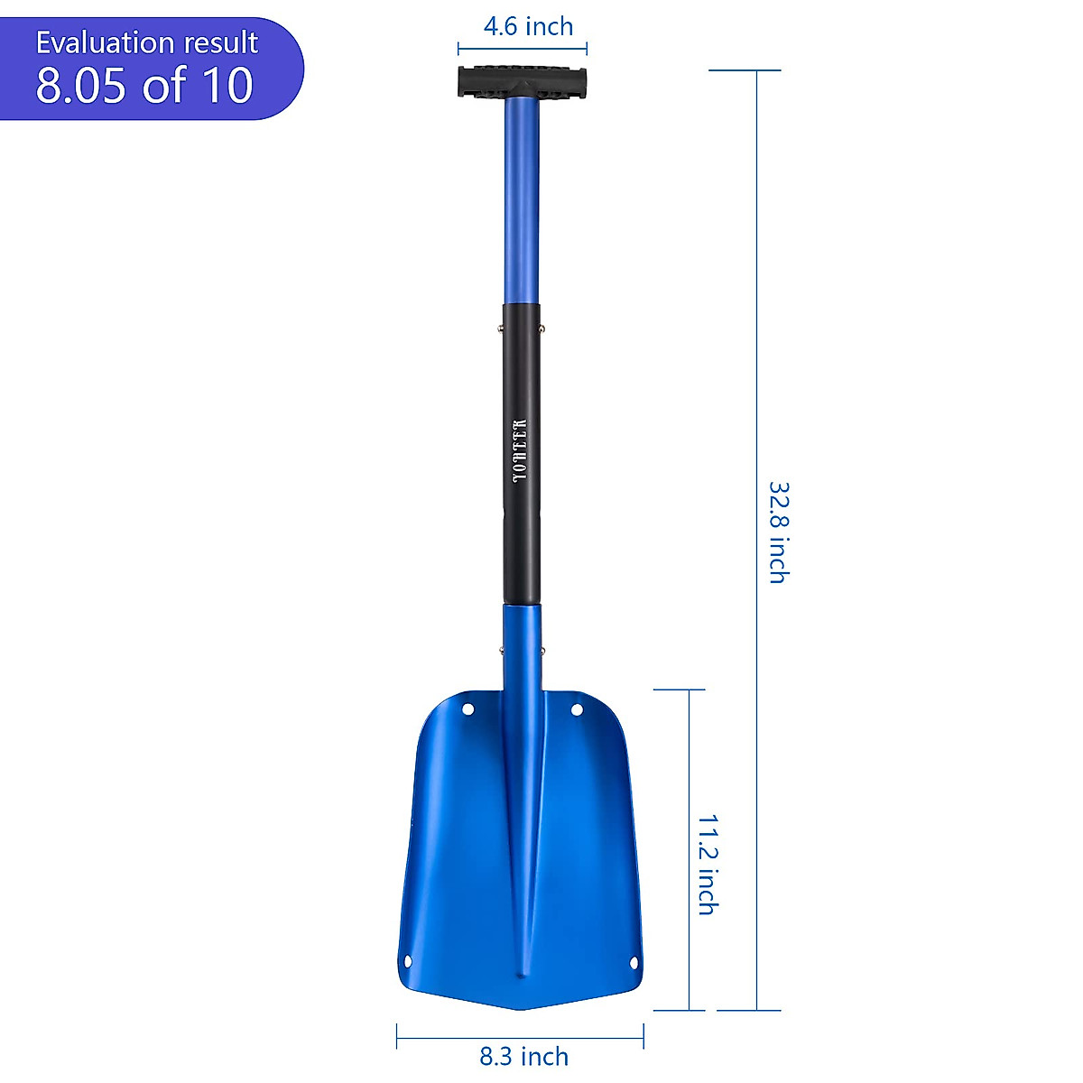 YOHEER Aluminum Utility Shovel, 3 Sections Detachable Snow Shovel Perfect for Autocross , Camping and Other Outdoor Activities (Blue)