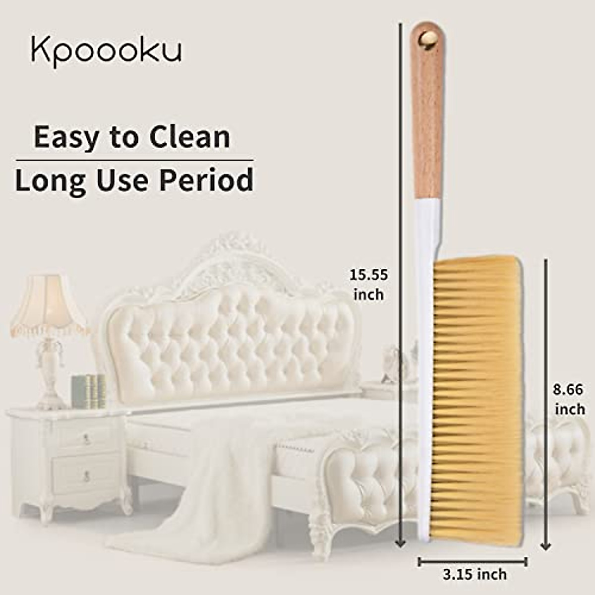Kpoooku Hand Broom Cleaning Brushes- Soft Counter Duster Furniture Dusters Brush with Long Wooden Handle Household Dusting Tool (1