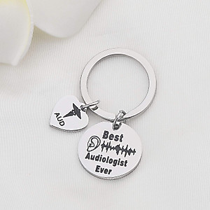bobauna Audiology Audiologist Keychain Best Audiologist Ever Medical Gift (Best Audiologist Ever Keychain)