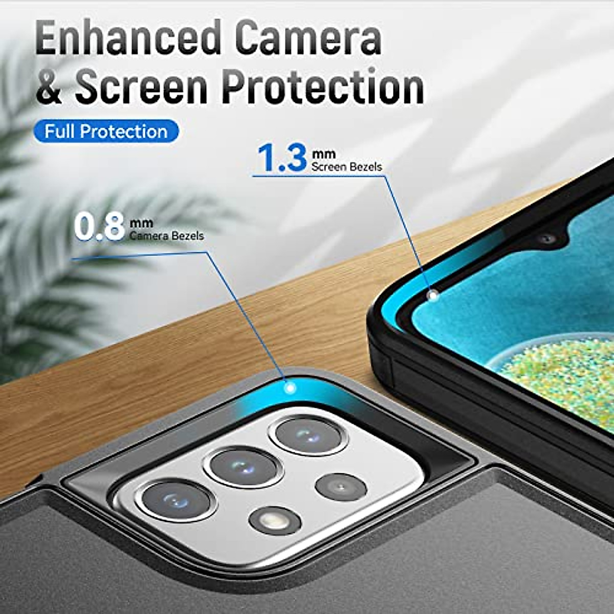 Warsia for Samsung Galax A23 5G/4G Case,[Not Fit A23 5G UW Version] with Screen Protector,[Military Grade Drop Tested] Heavy-Duty Tough Rugged Shockproof Protective Phone Case for Galax A23 5G, Black