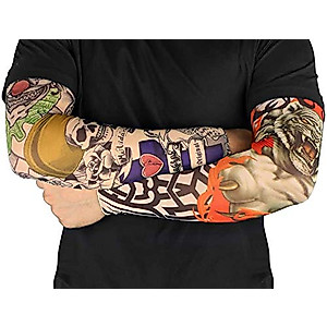 12 PCS Temporary Tattoo Sleeves for Men Women Seamless,Arts Arm Sunscreen Fake Piercings Tattoos Cover Up Sleeves,Designs Tiger, Crown Heart, Skull, Tribal,Etc Unisex Stretchable Cosplay Accessories