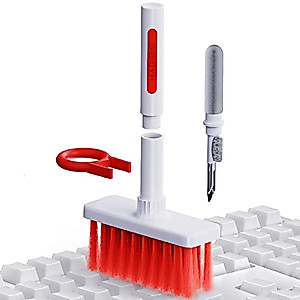 Hagibis Cleaning Soft Brush Keyboard Cleaner 5-in-1 Multi-Function Computer Cleaning Tools Kit Corner Gap Duster Keycap Puller for Bluetooth Earphones Lego Laptop Airpods Pro Camera Lens (Red)