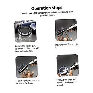 400 Pcs Bottle Sealing Film Shrink Bags Clear Shrink Film Polyolefin Film Heat Tool Clear Wrapping Bags Drier CD Bottle Sealer Film Heat Shrink Bags Clear Heat Shrink Film PVC TOKIDNY